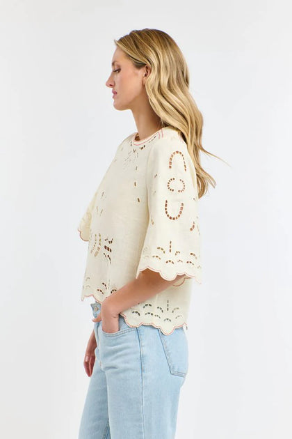 Annie Embroidered Top Cream | 365 Days | Chich Boutique