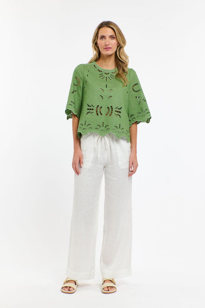 Annie Embroidered Top Kelly Green | 365 Days | Chich Boutique